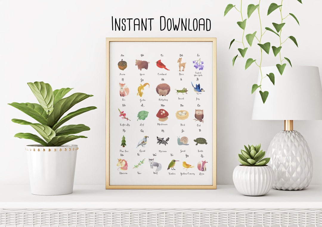 Woodland Alphabet Chart, Woodland Animal Alphabet, Print, Woodland ...