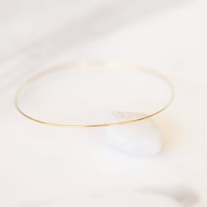 Dainty Bangle Bracelet, 14K Solid Gold, Very Thin Modern Bangle, Simple ...