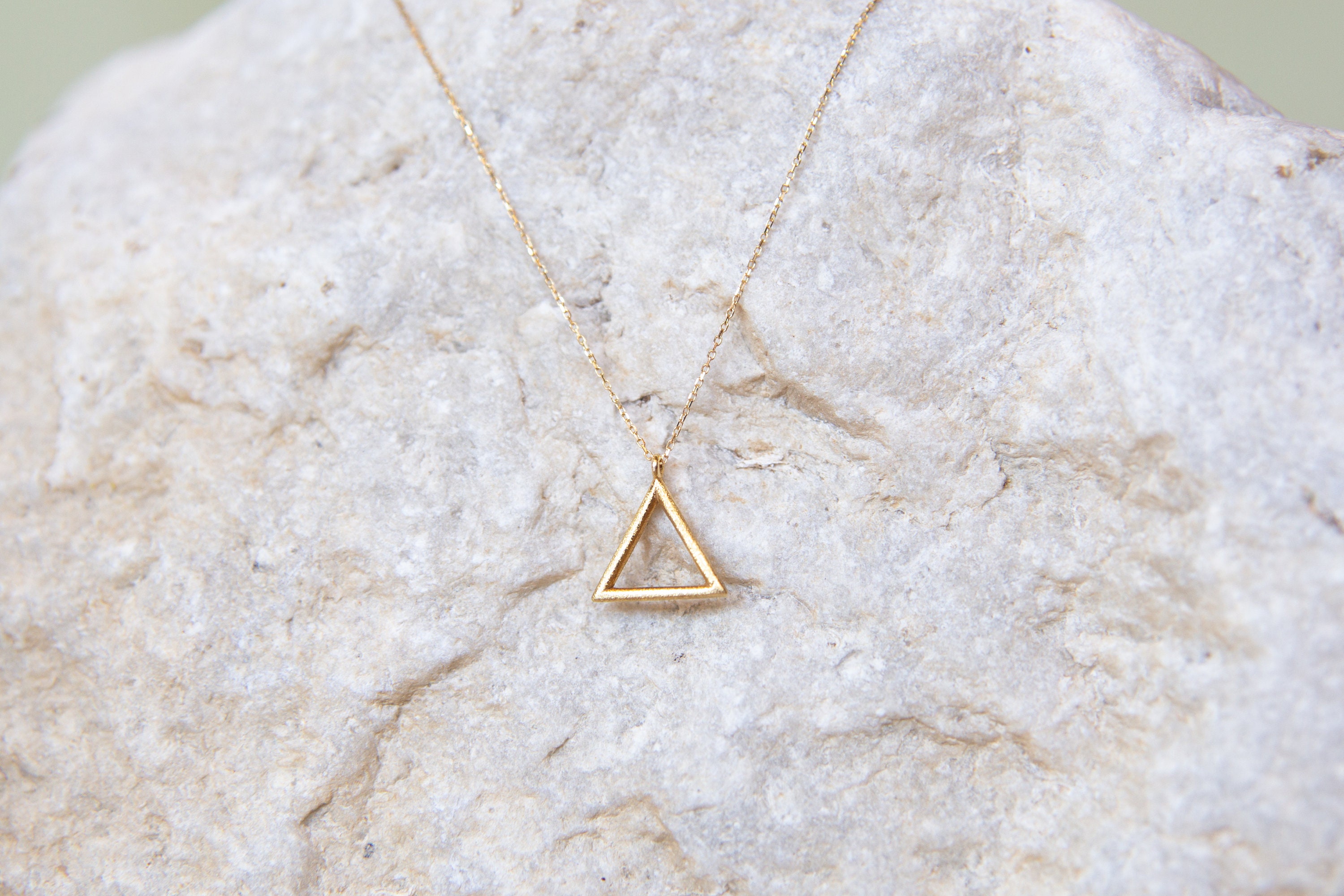 Tiny Gold Triangle Necklace9k14k Solid Gold - Etsy