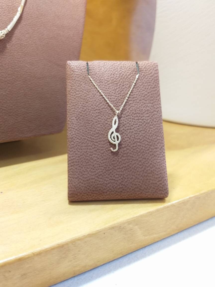 Gold Treble Clef Necklace 14K Solid Gold Music Charm G Clef - Etsy