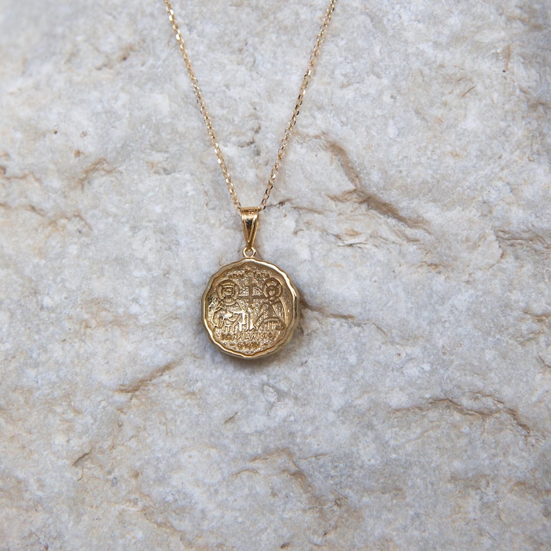 Constantine Coin Necklace,k14,solid Gold,icxc Nika,christian,byzantine ...