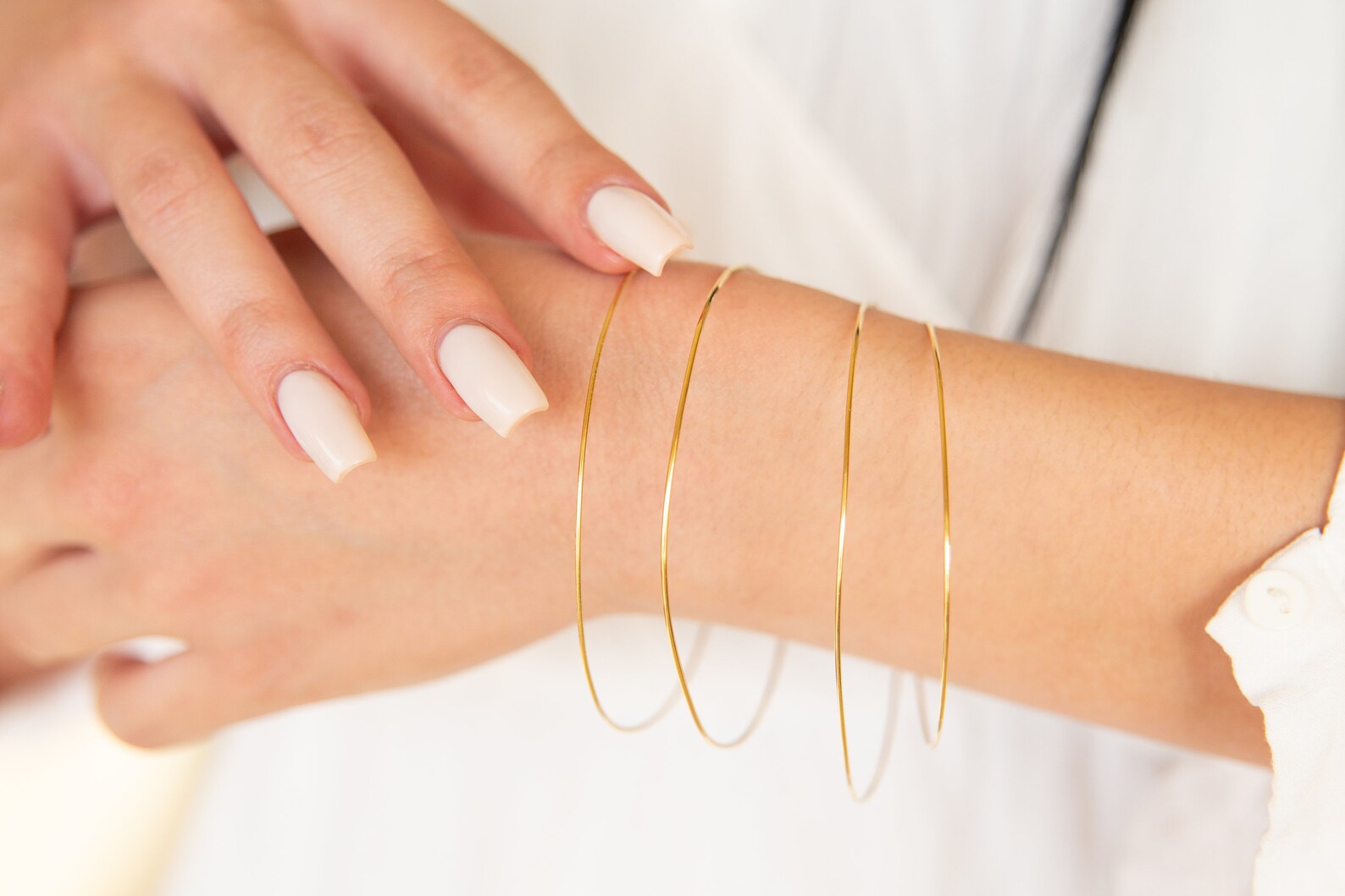Dainty Bangle Bracelet14k Solid Gold Braceletvery Thin - Etsy