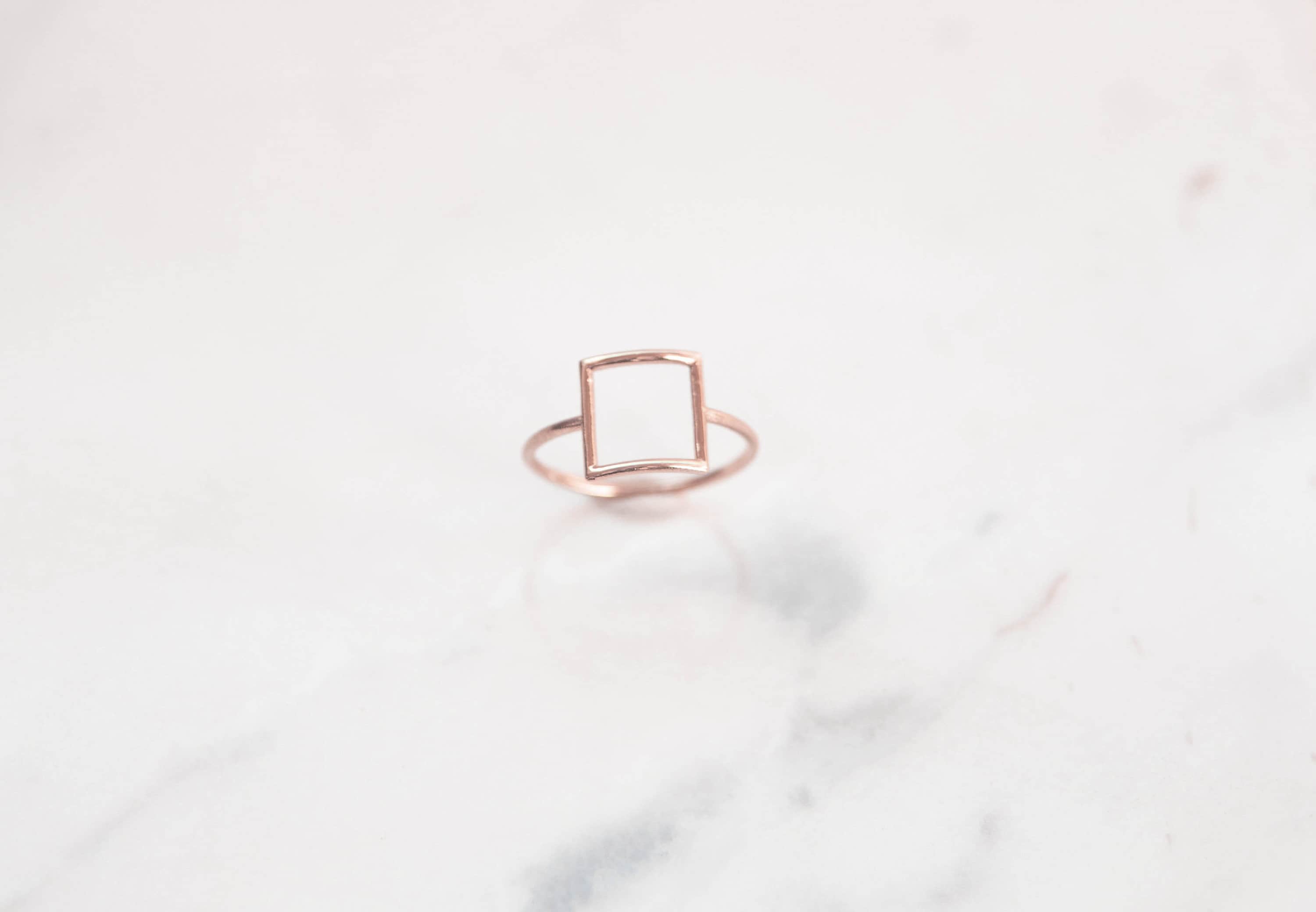 Gold Square Ring9k14k Solid Gold Ringrose Goldwhite - Etsy UK
