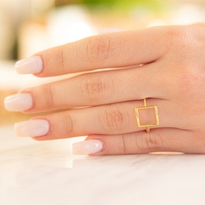 Gold Square Ring,9k,14k Solid Gold Ring,rose Gold,white Gold,geometric ...