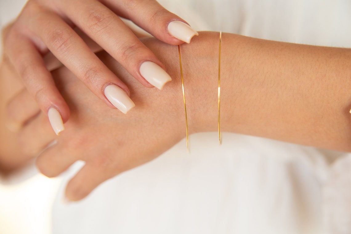 Dainty Bangle Bracelet14K Solid Gold BraceletVery Thin | Etsy