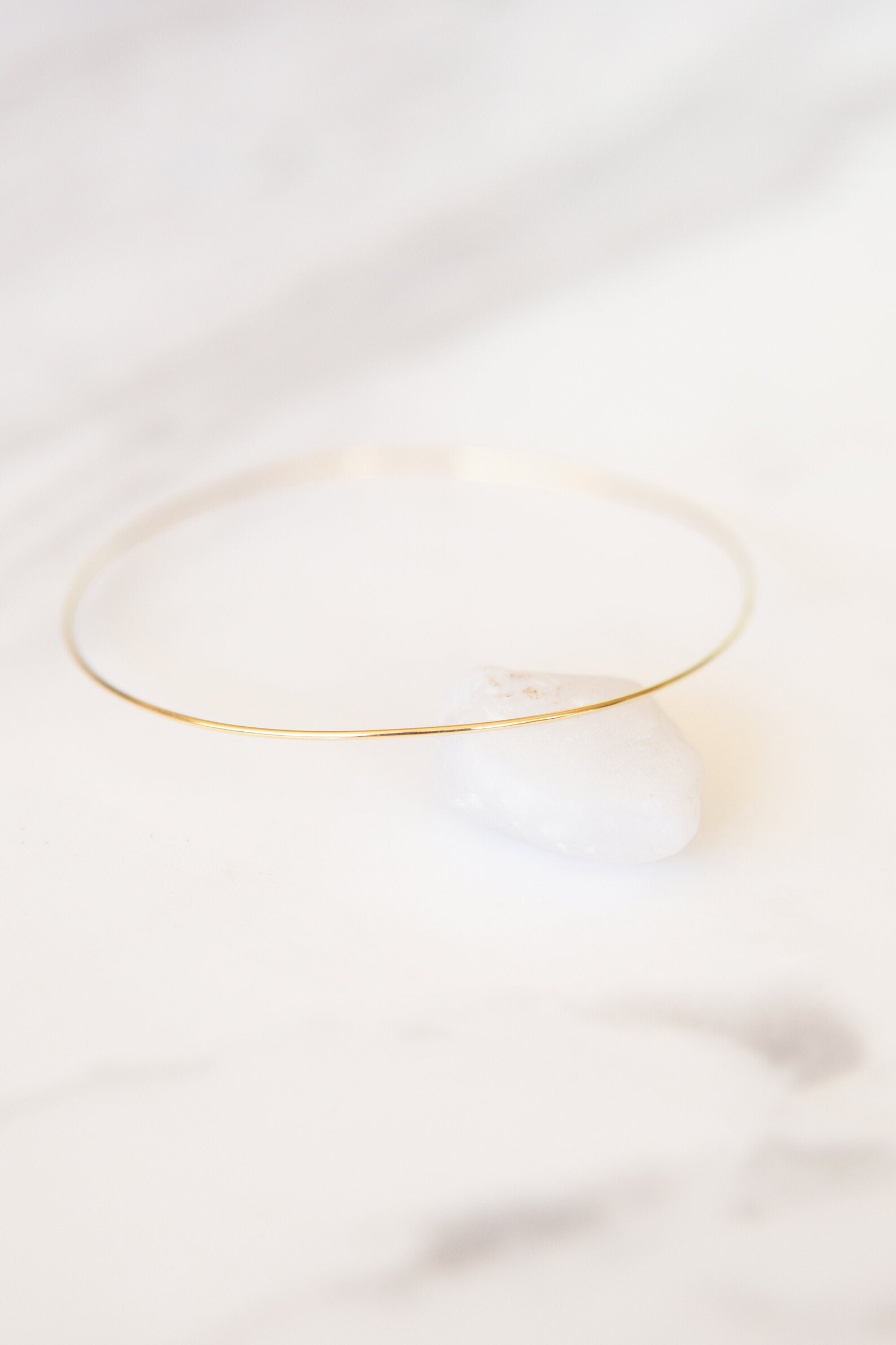 Dainty Bangle Bracelet14k Solid Gold Braceletvery Thin - Etsy