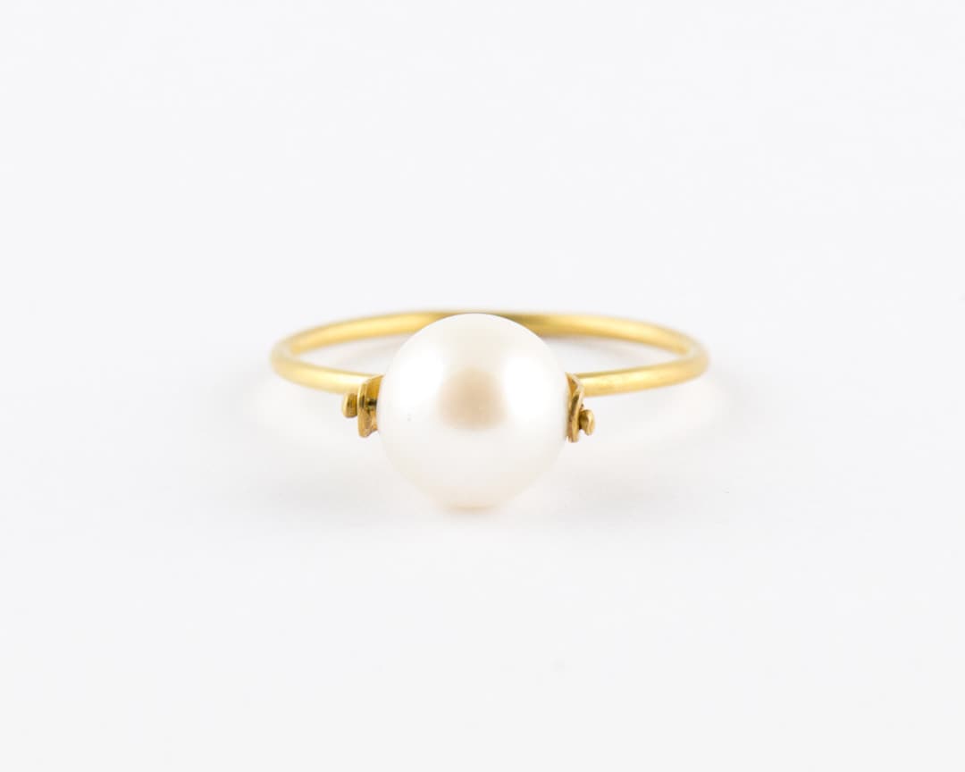Gold Pearl Ring,14k Solid Gold, Simple Pearl Ring,freshwater Pearl ...