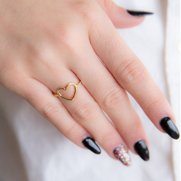 Open Heart Ring - Etsy