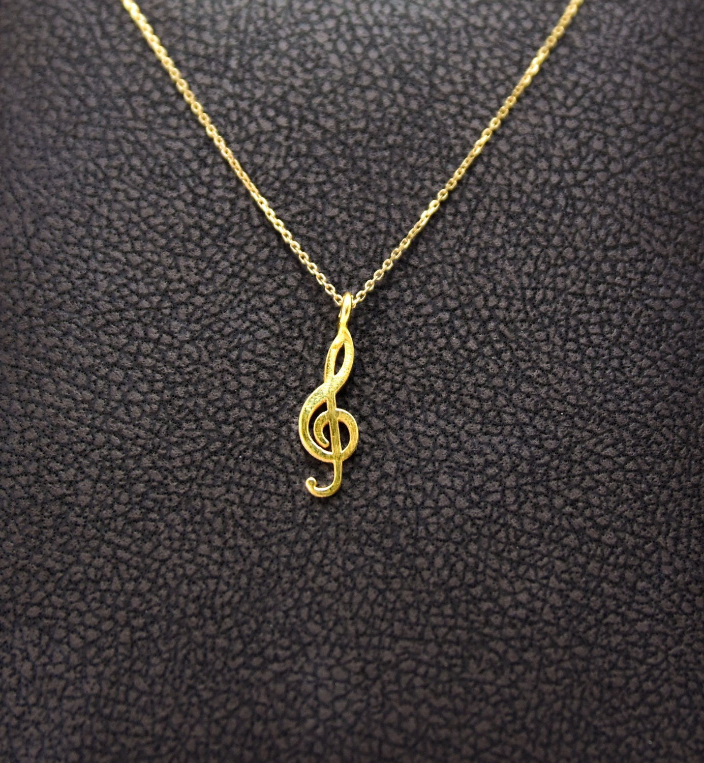 Gold Treble Clef Necklace 14K Solid Gold Music Charm G Clef - Etsy