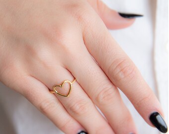 Open Heart Ring - Etsy