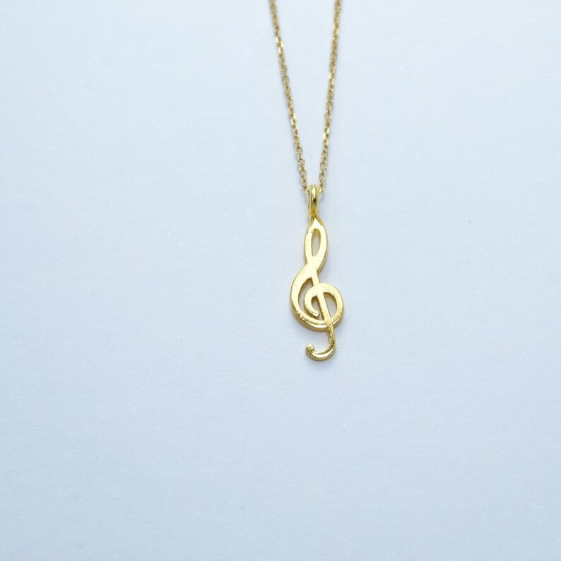 Gold Treble Clef Necklace 14K Solid Gold Music Charm G Clef - Etsy