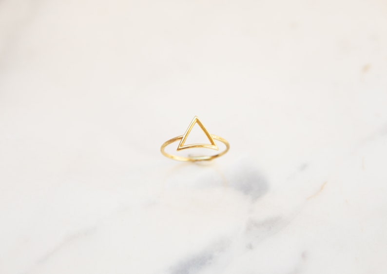 Gold Triangle Ringgeometric Ring9k14ksolid Gold Ringrose - Etsy UK