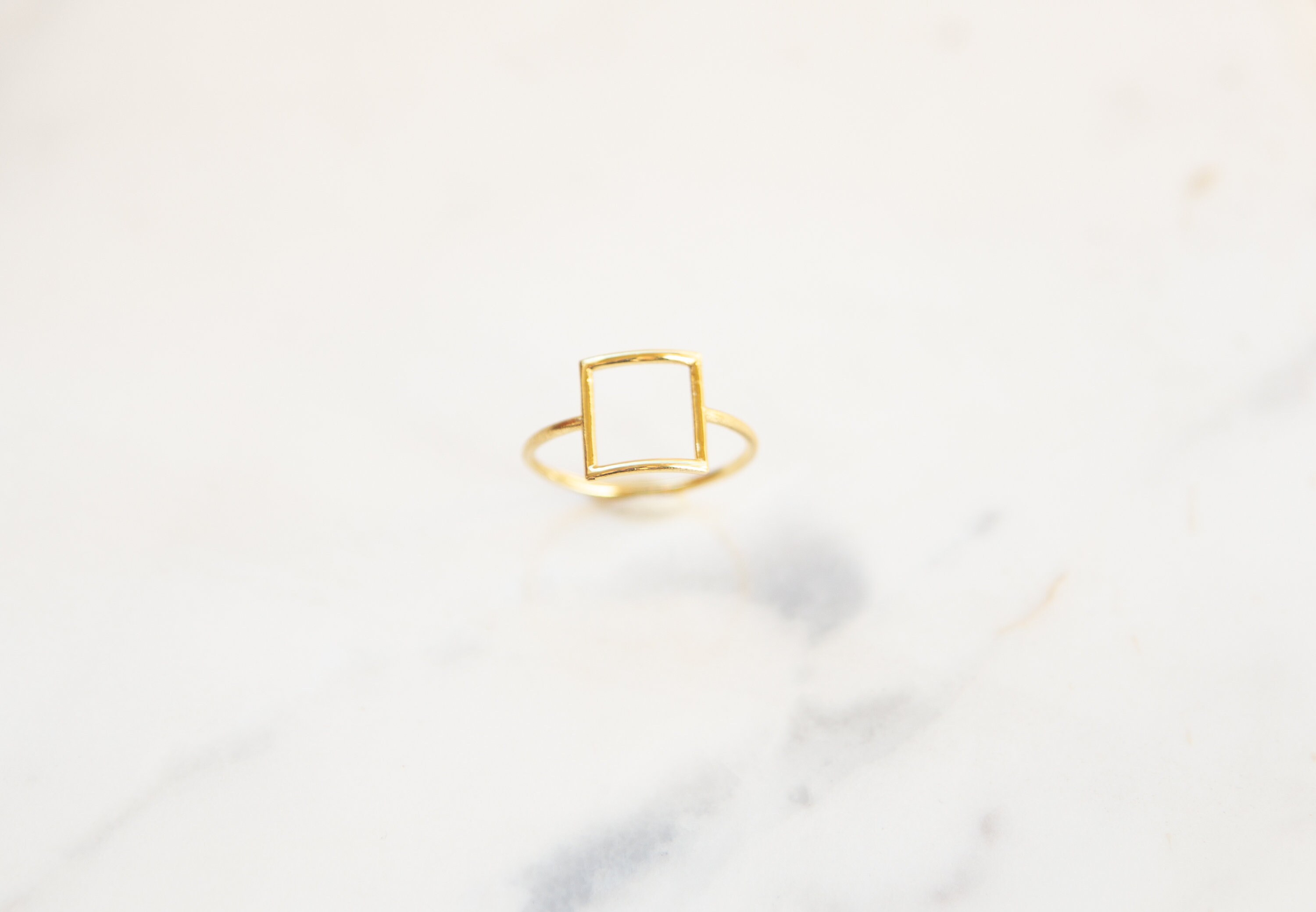 Gold Square Ring9k14k Solid Gold Ringrose Goldwhite - Etsy UK