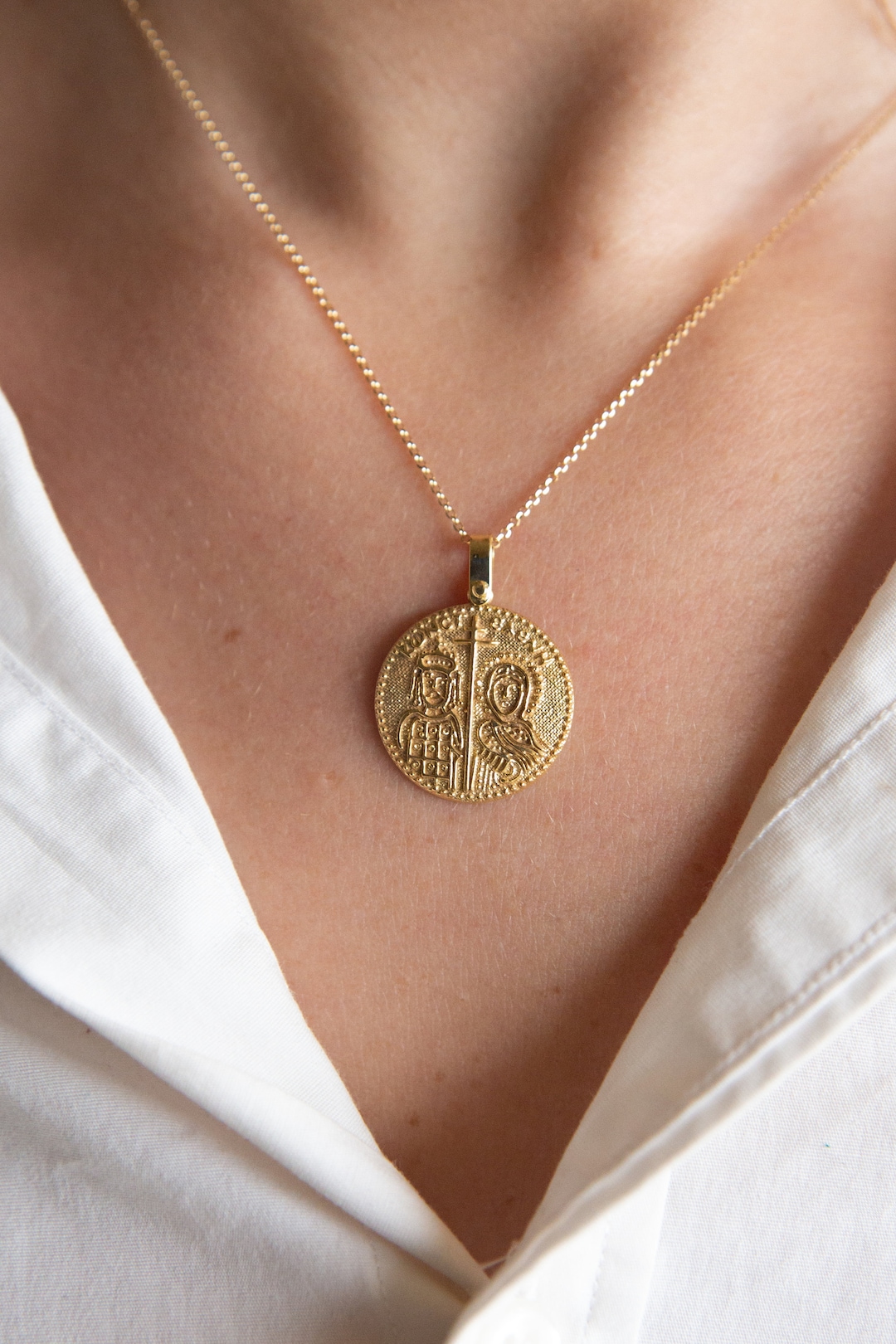 ICXC Nika,constantine Coin Necklace,9k,14k,18k,solid Gold,christian ...