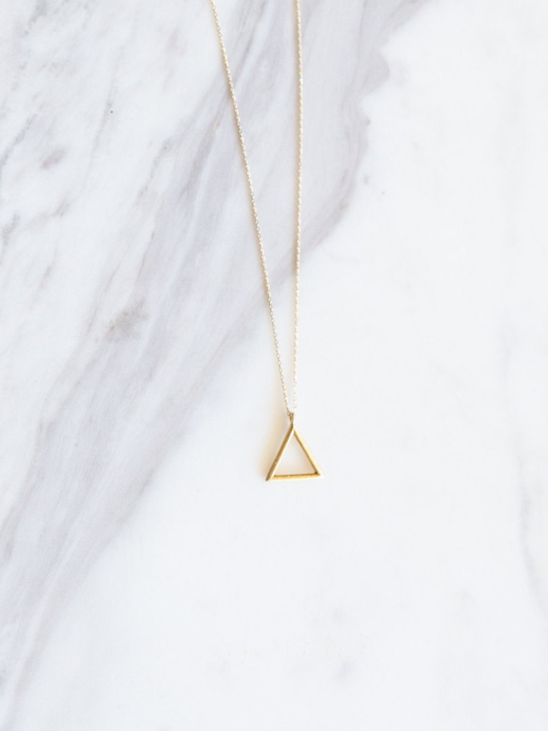 Tiny Gold Triangle Necklace9k14k Solid Gold - Etsy