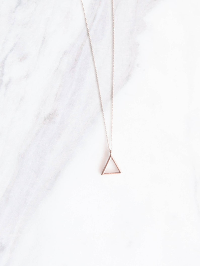 Tiny Gold Triangle Necklace9k14k Solid Gold - Etsy