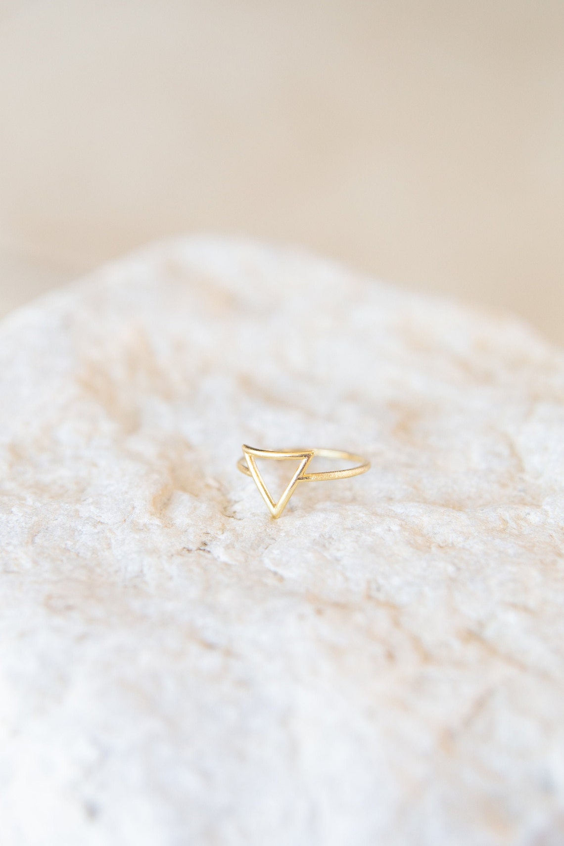 Gold Triangle Ringgeometric Ring9k14ksolid Gold Ringrose | Etsy