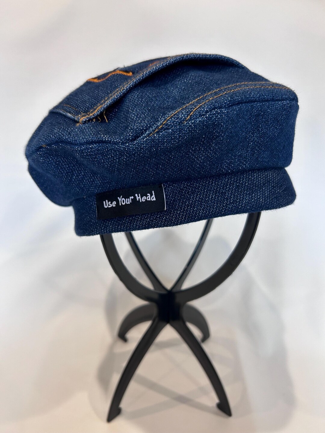 Beret Denium Fat Albert Pocket Adjustable Size Hat OOAK - Etsy