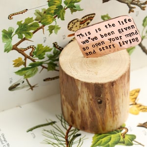 Personalised Wooden Log & Copper Quote Display, Rustic Home Decor, 5th ...