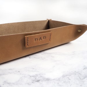 Personalised Rectangular Leather Coin Tray, Gift for Dad, 3rd ...