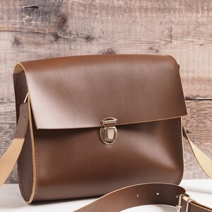 Chocolate Brown Leather Shoulder Bag, Dark Brown Smooth Minimalist ...