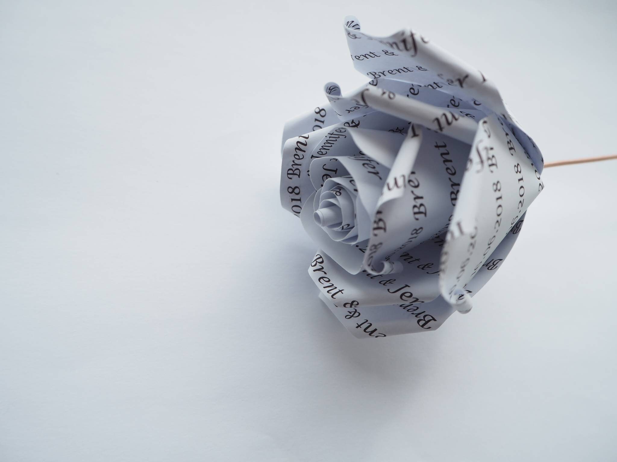Personalised Paper Rose Name and Date Wedding 1st Anniversary - Etsy UK