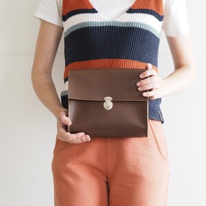 Chocolate Brown Leather Shoulder Bag, Dark Brown Smooth Minimalist ...