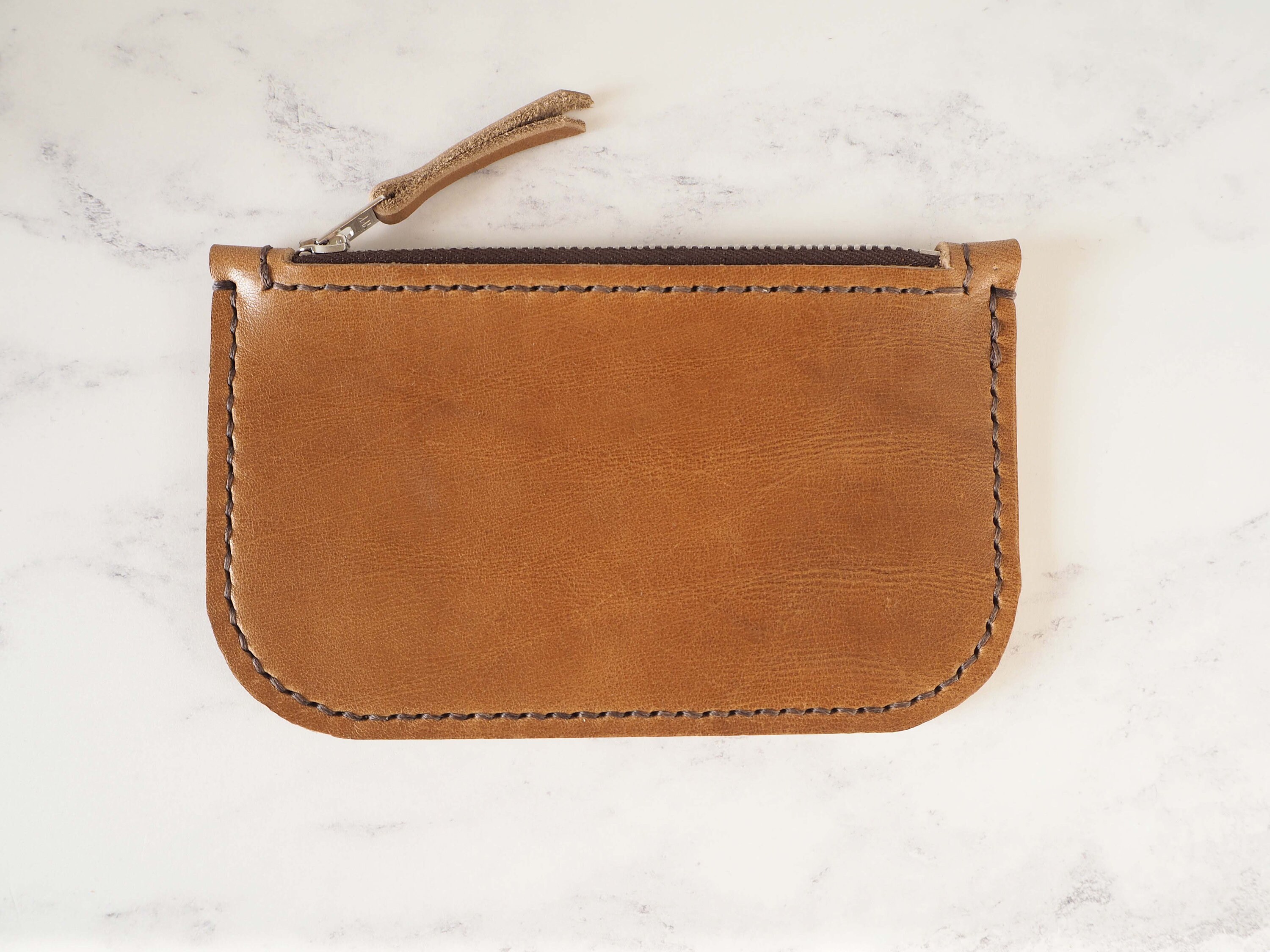 Tan Brown Leather Zip Purse Small Leather Pouch Zipped | Etsy