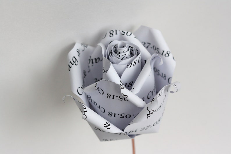 Personalised Paper Rose Name and Date Wedding 1st Anniversary | Etsy