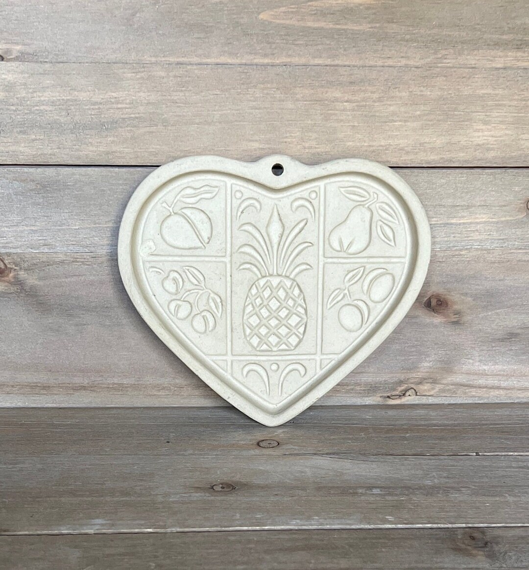 Pampered Chef Stoneware Heart Cookie Mold: Fruit Design - Etsy