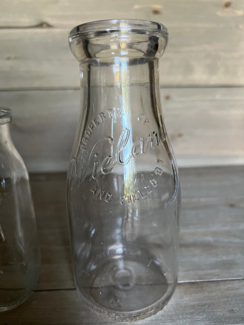 Pair of Vintage Glass Milk Bottles - Etsy