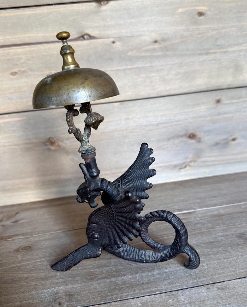 Vintage Cast Iron Griffin Bell Brass Desk Bell Gothic Mythical Decor - Etsy