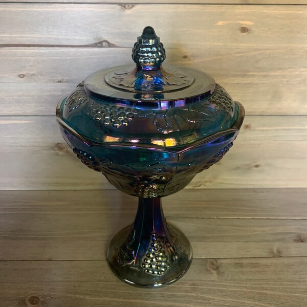 Blue Carnival Glass - Etsy
