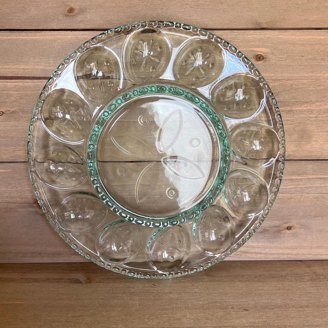 Longaberger Glass Deviled Egg Plate | Vintage Clear Egg Platter With ...