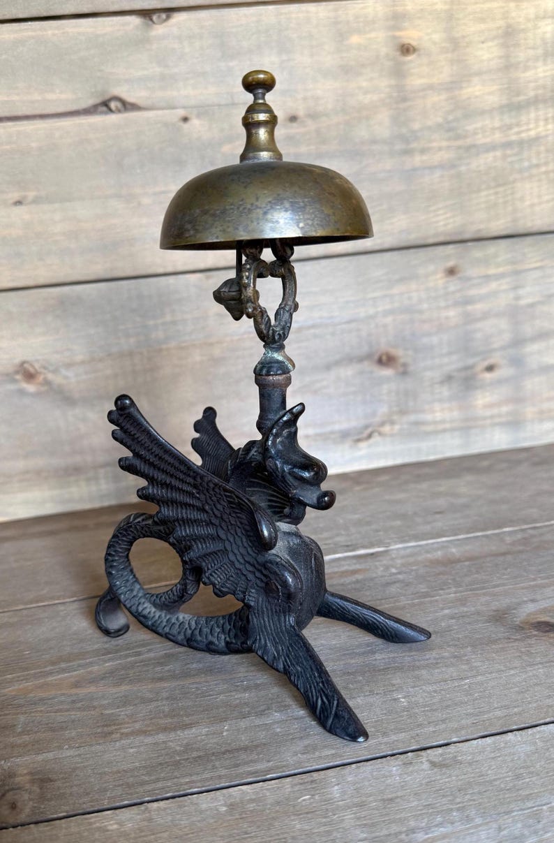 Vintage Cast Iron Griffin Bell Brass Desk Bell Gothic Mythical Decor - Etsy