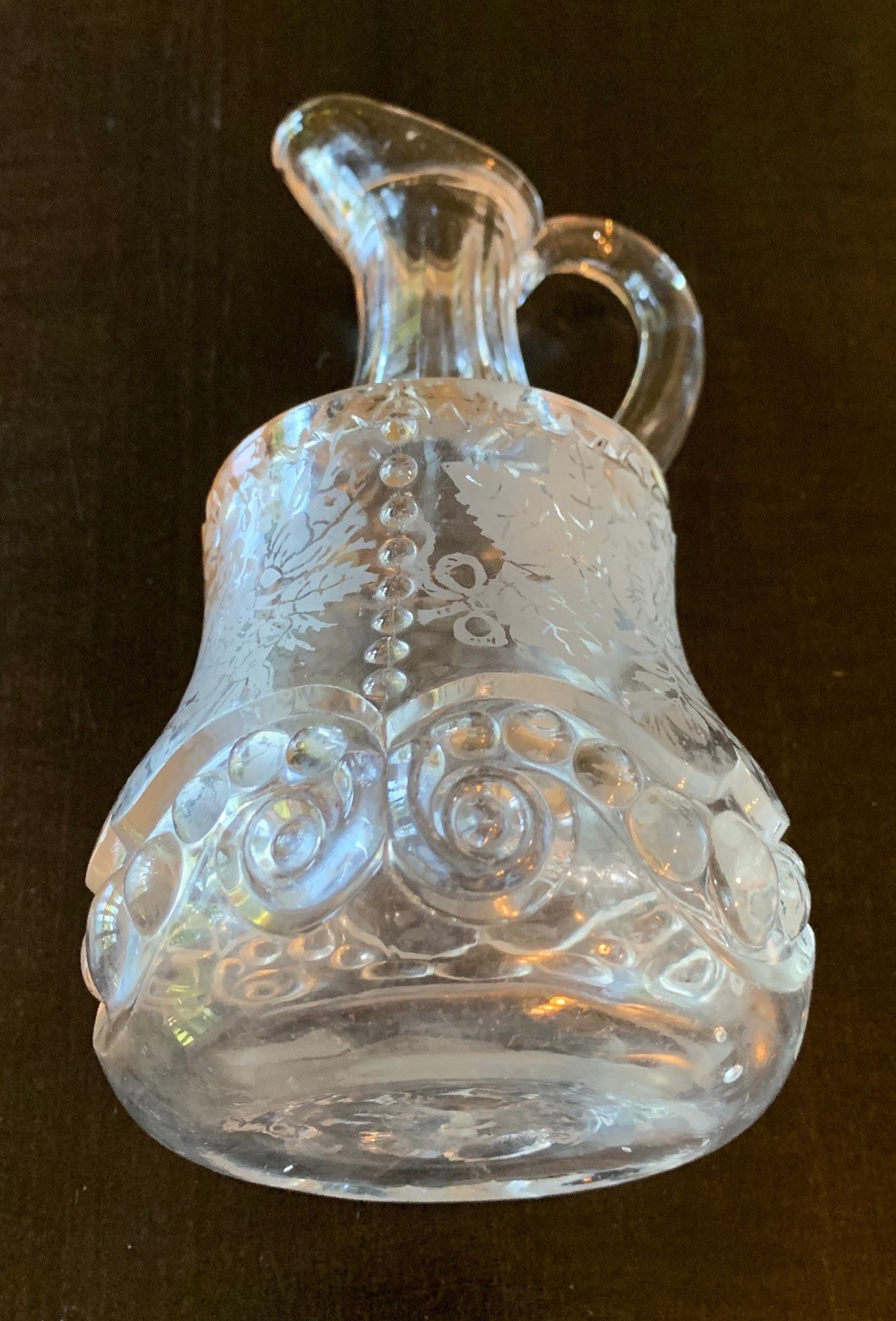Vintage Pressed and Etched Small Glass Pitcher - Etsy