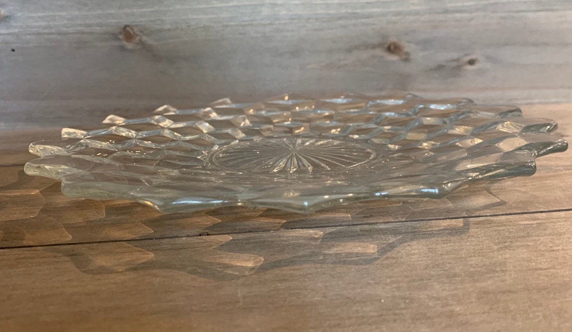 Fostoria American Cube Design 10 Inch Sandwich Plate | Etsy