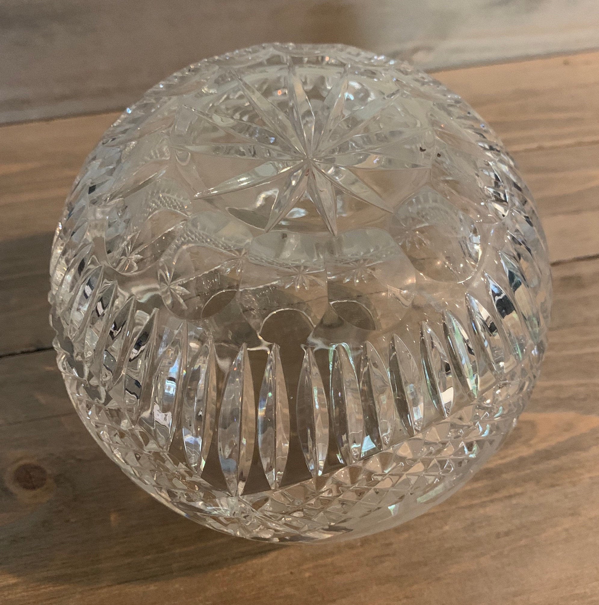 Cut Crystal and Etched Round Sphere Vase - Etsy