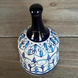 Vintage Ceramic Bell - Raised Blue White Design - Made in Mexico - Etsy