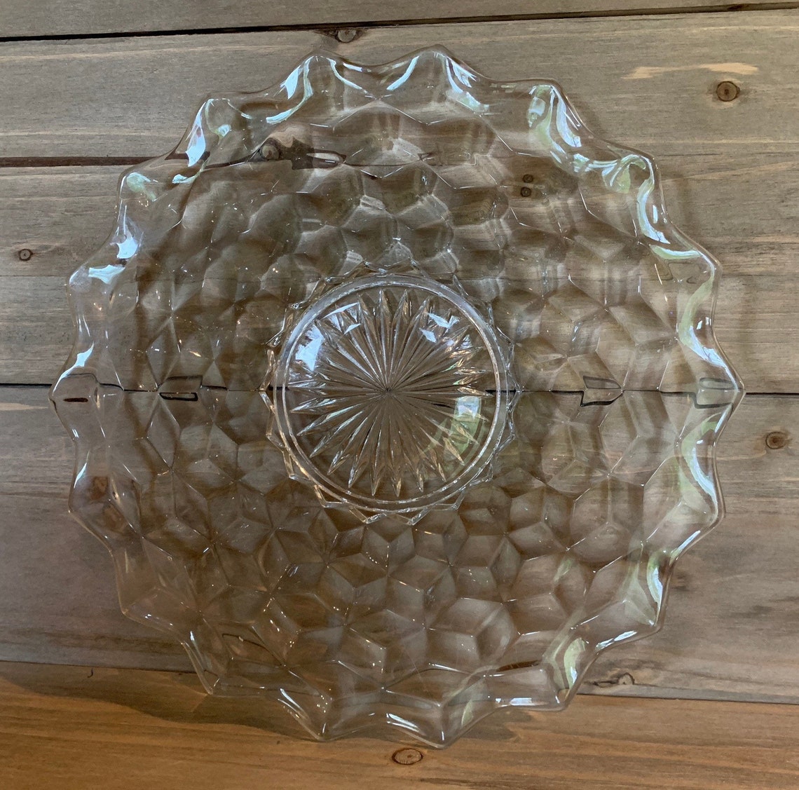 Fostoria American Cube Design 10 Inch Sandwich Plate | Etsy