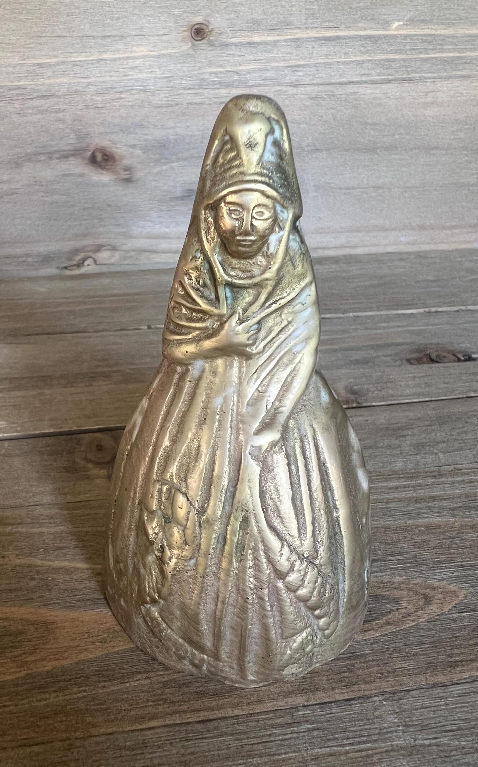 Vintage Brass Hooded Woman Bell – Cloaked Figurine Bell – Medieval ...