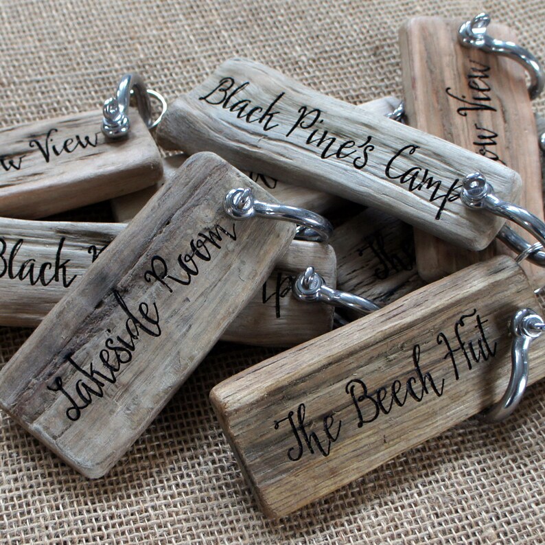 Packs of 5 Engraved Driftwood Keyrings / Keyfobs Ideal for | Etsy