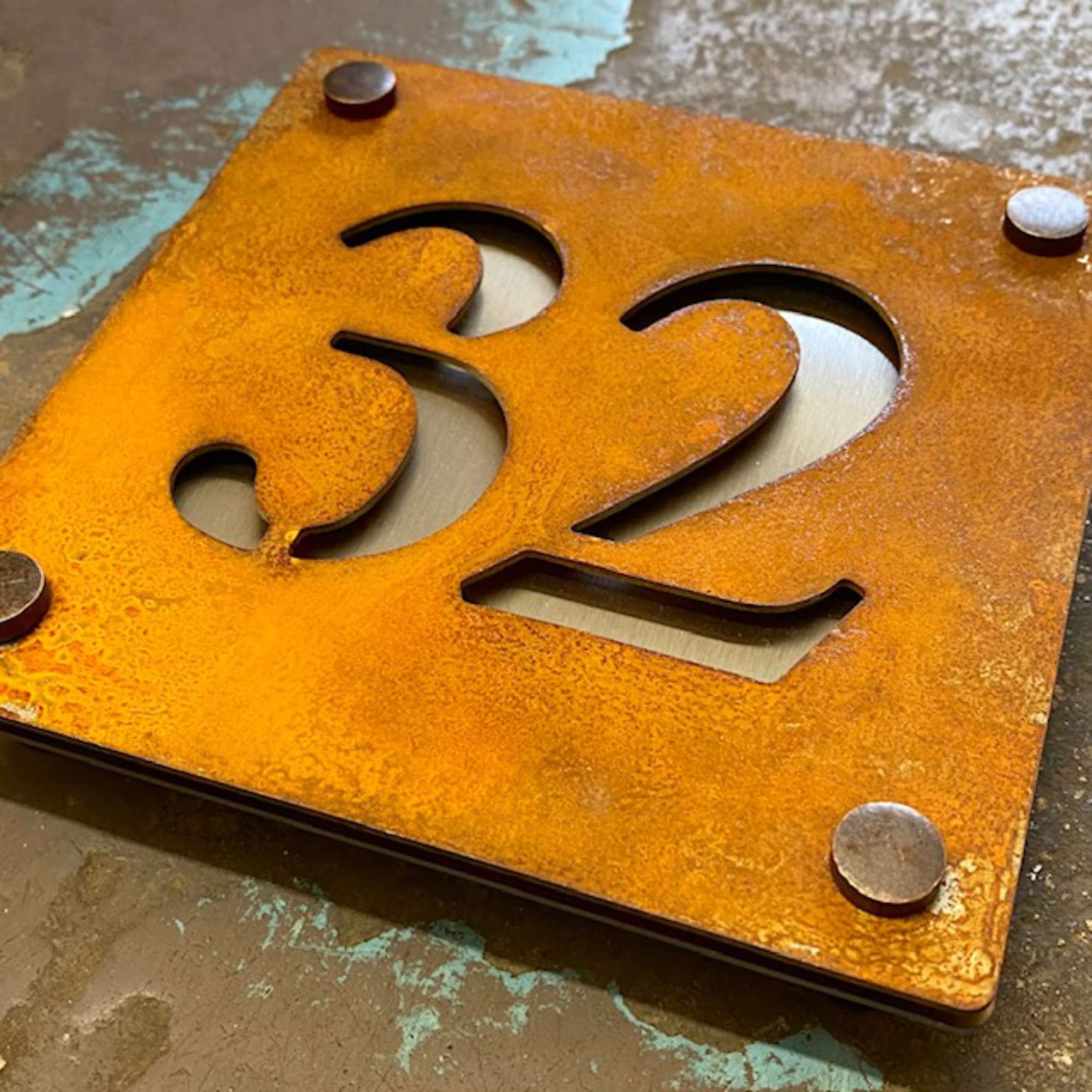 Corten Steel House Numbers With Stainless Steel Backing Plate | Etsy UK