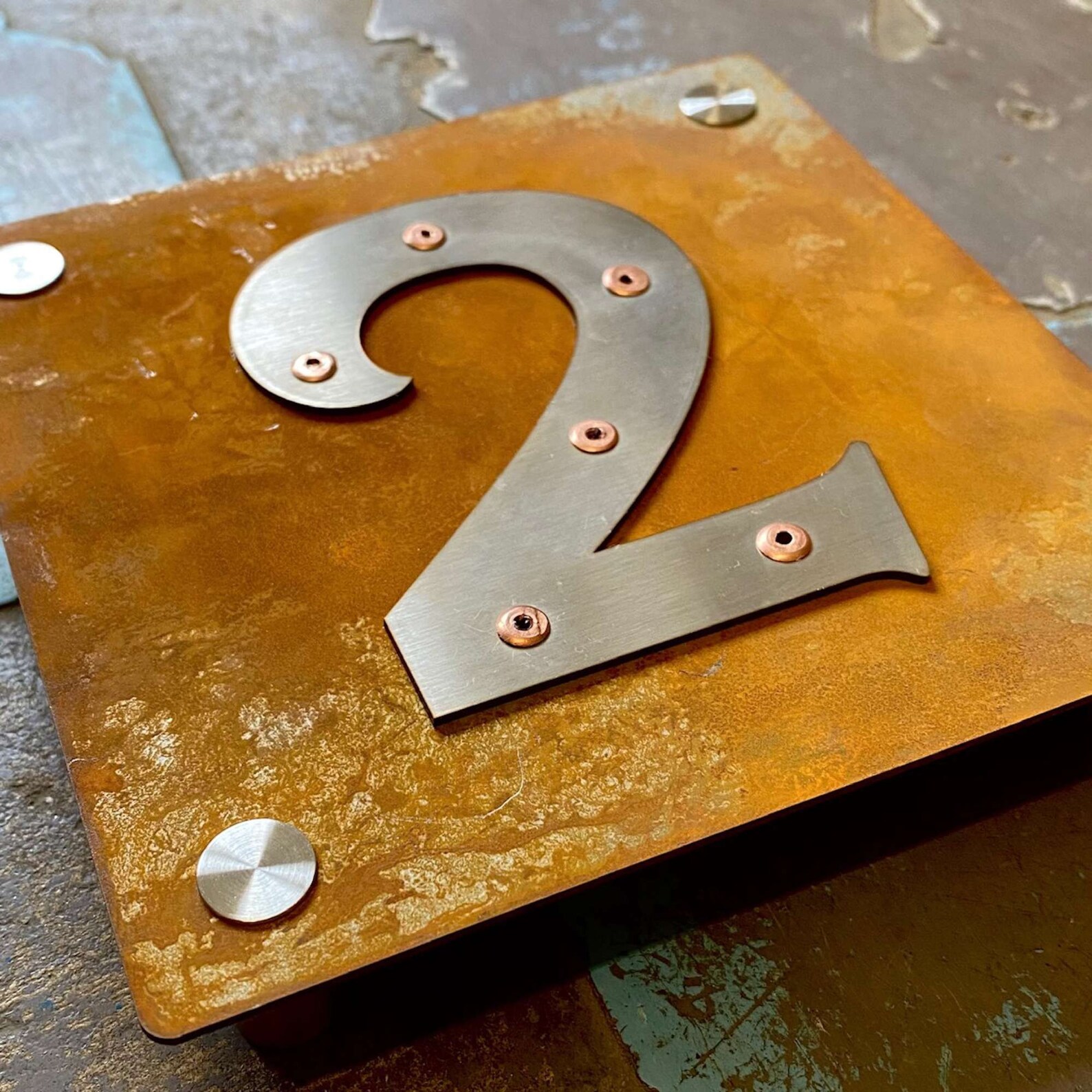 Corten Steel House Number Stainless Steel Face Fixed Number - Etsy