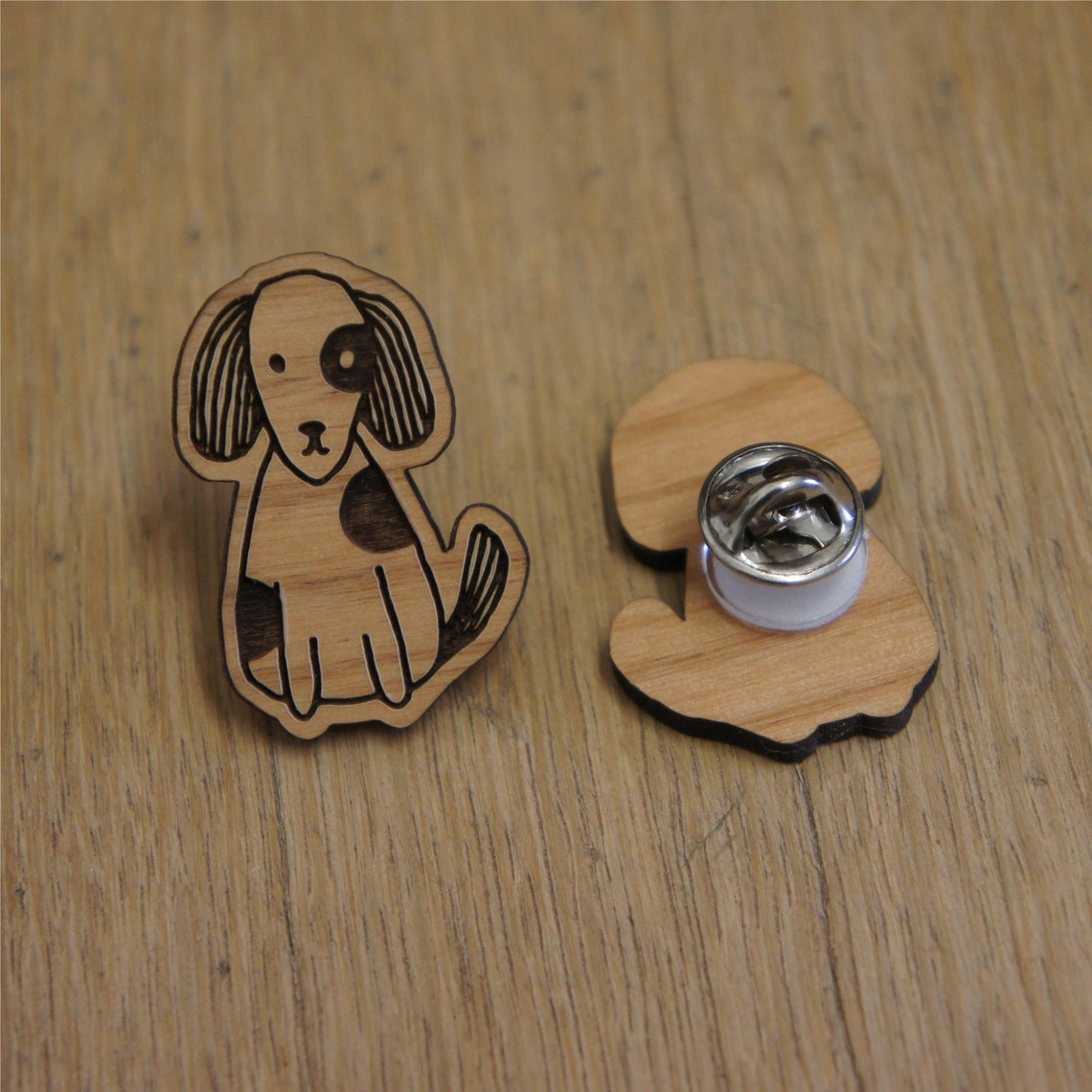 Wooden Dog Badge Wooden Pin Wooden Brooch Cute Dog | Etsy