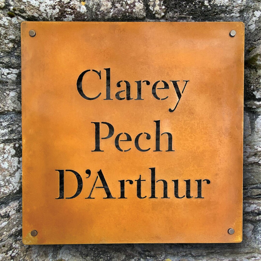 600mm Square Corten Steel House Sign, Rusty House Name Sign, Weathered ...