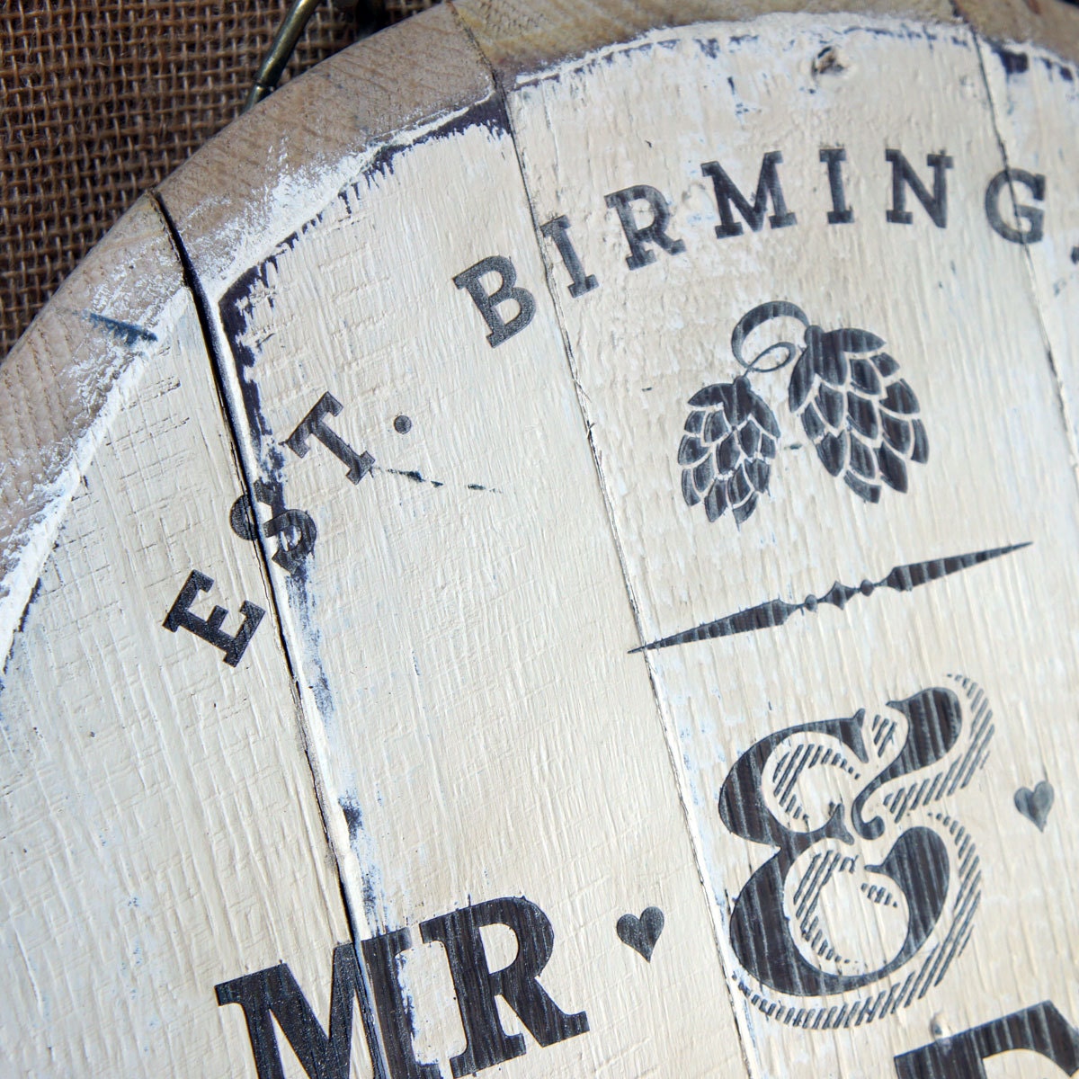 Distressed Wooden Barrel End Sign With Engraved Artwork | Etsy