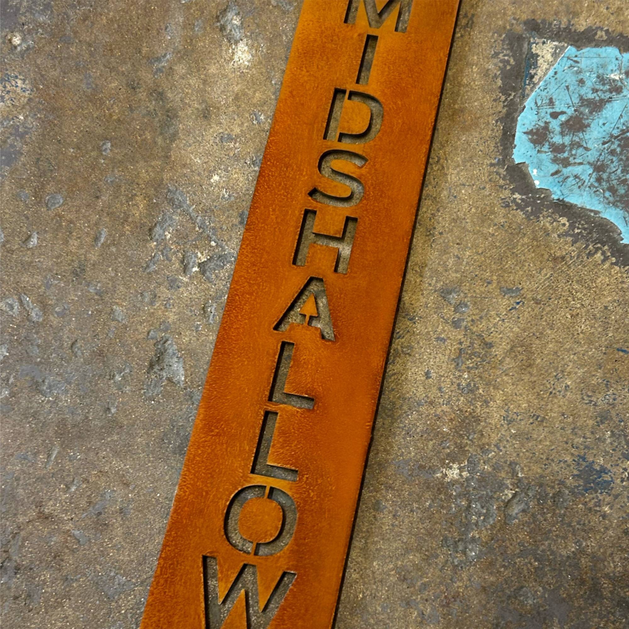 Vertical Corten Steel Gate Sign, Long Rusty Steel Sign, Barn Sign ...