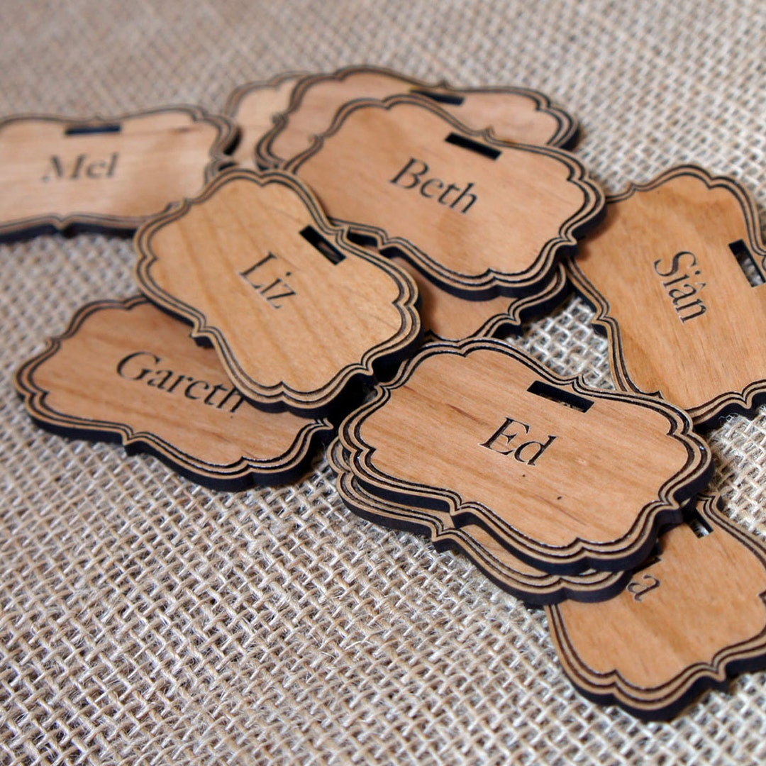 X10 Wooden Individually Named & Engraved Badges With Pin Attachment as ...