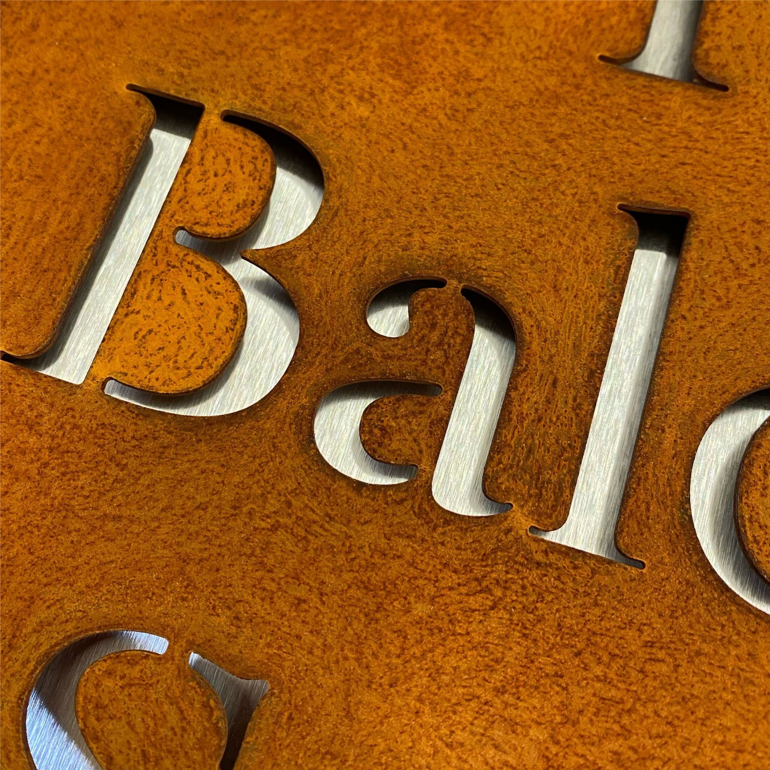 Square Corten Steel House Sign W/ Stainless Steel Backing - Etsy UK